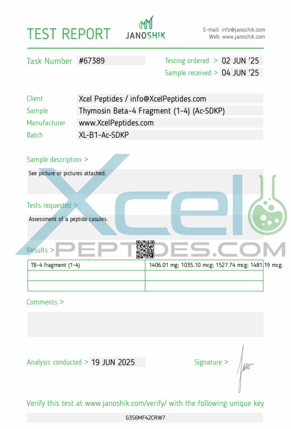 Buy Thymosin Beta-4 Fragment (1-4) (Ac-SDKP) | Goralatide 1,000mcg - 60 ...
